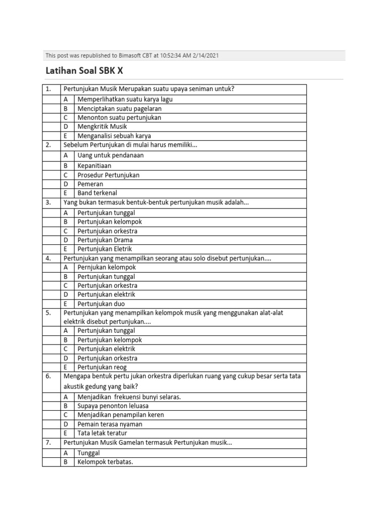Latihan Soal SBK X | PDF