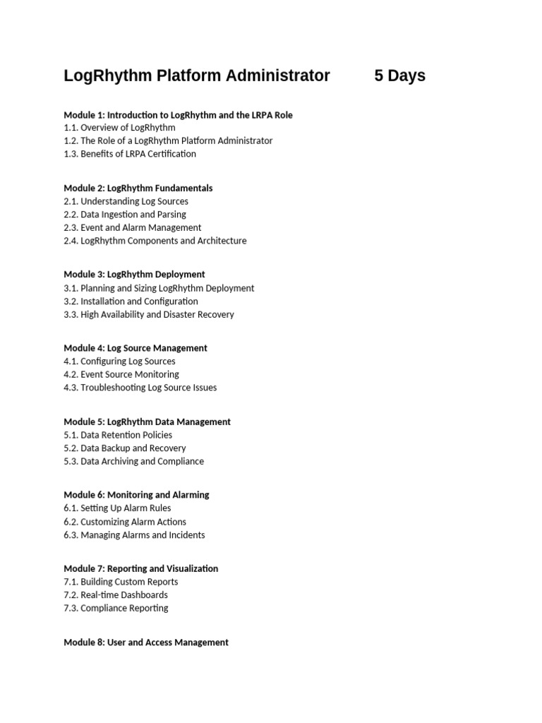 LogRhythm Platform Administrator | PDF