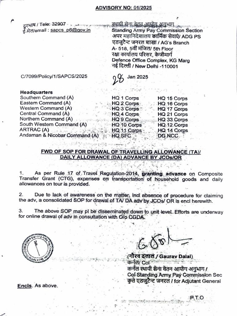 SOP for Drawal of TADA by JCO&Or | PDF | Military Of The United Kingdom