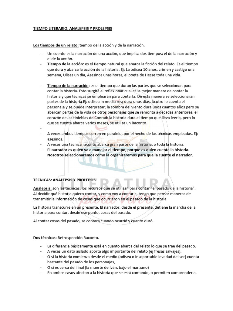 Apuntes - Analepsis y Prolepsis | PDF | Narración