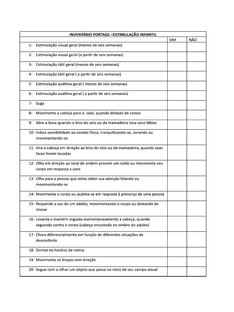 Portage - Estimulação Infantil | PDF