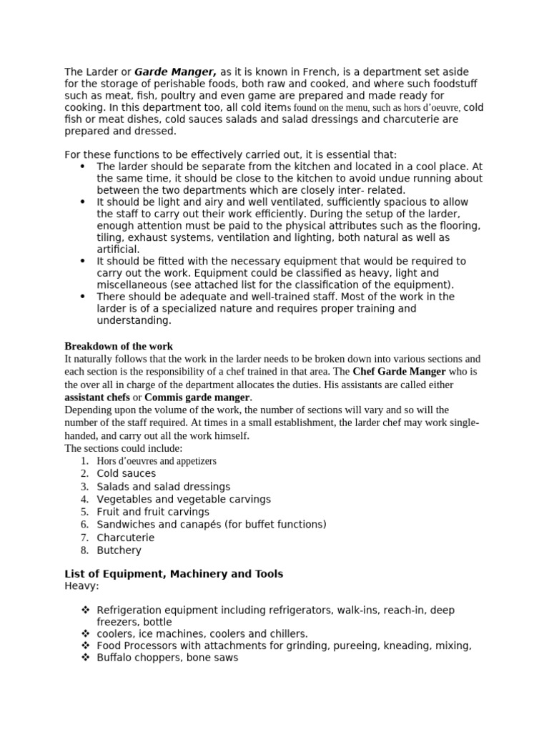 Cold Starters Lesson 1 | PDF | Hors D'oeuvre | Garde Manger