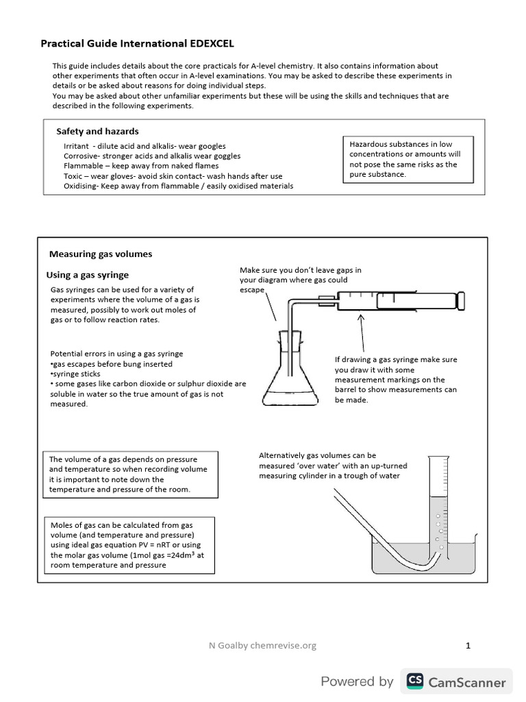 Chemistry Practical-Guide-International-Edexcel | PDF | Mole (Unit) | Metrology