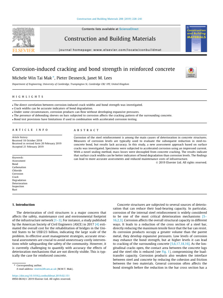 Corrosion - Induced Cracking and Bond Stregnth in RC | PDF | Corrosion ...