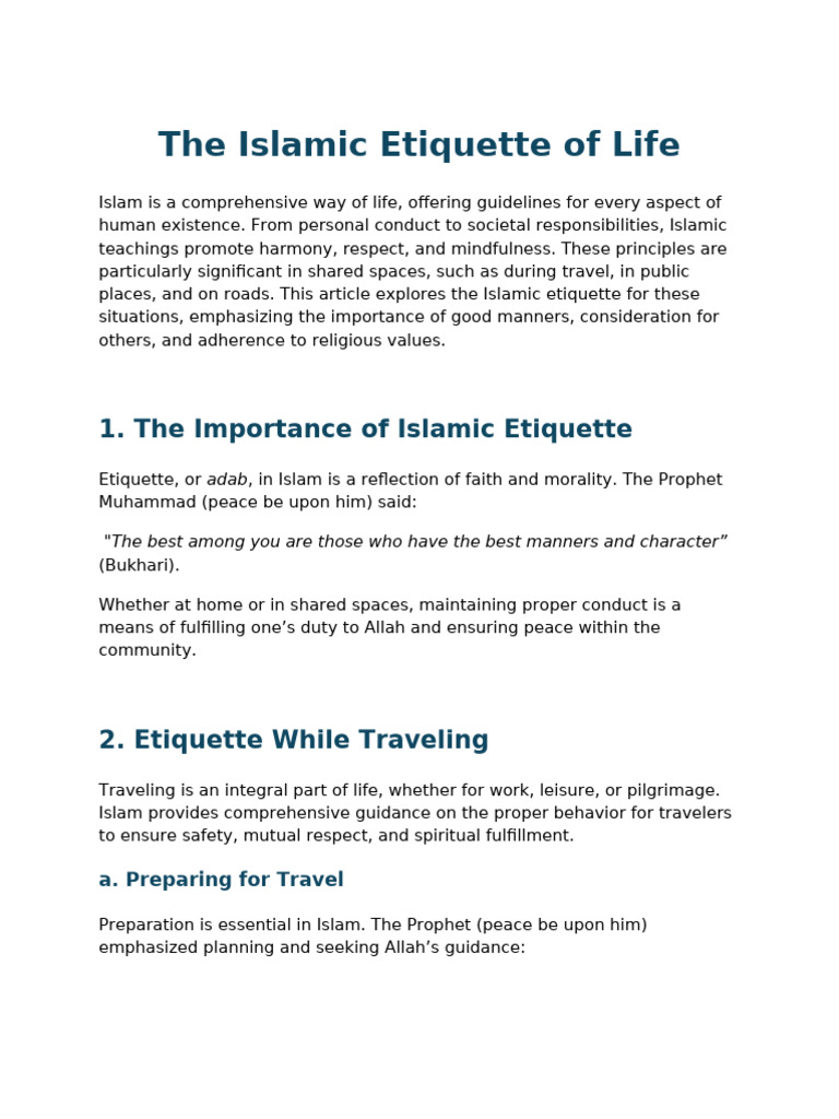 Islamic Etiquette for Daily Life | PDF | Quran | Islam