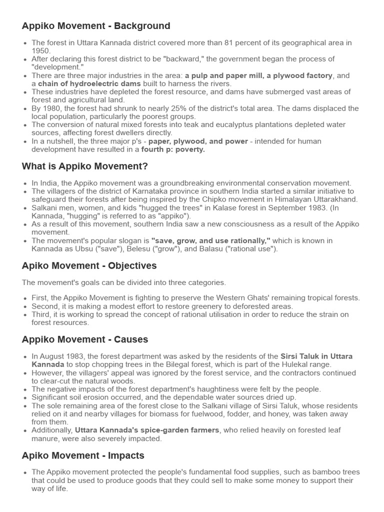 Appiko Movement | PDF | Forests | Environmental Social Science