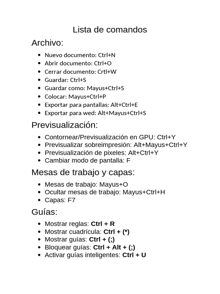 Lista de Comandos | PDF
