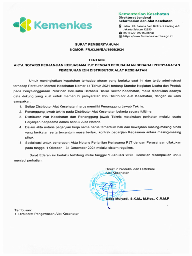 Pemberitahuan Surat Perjanjian PJT Dan Perusahaan Legalisir Notaris | PDF