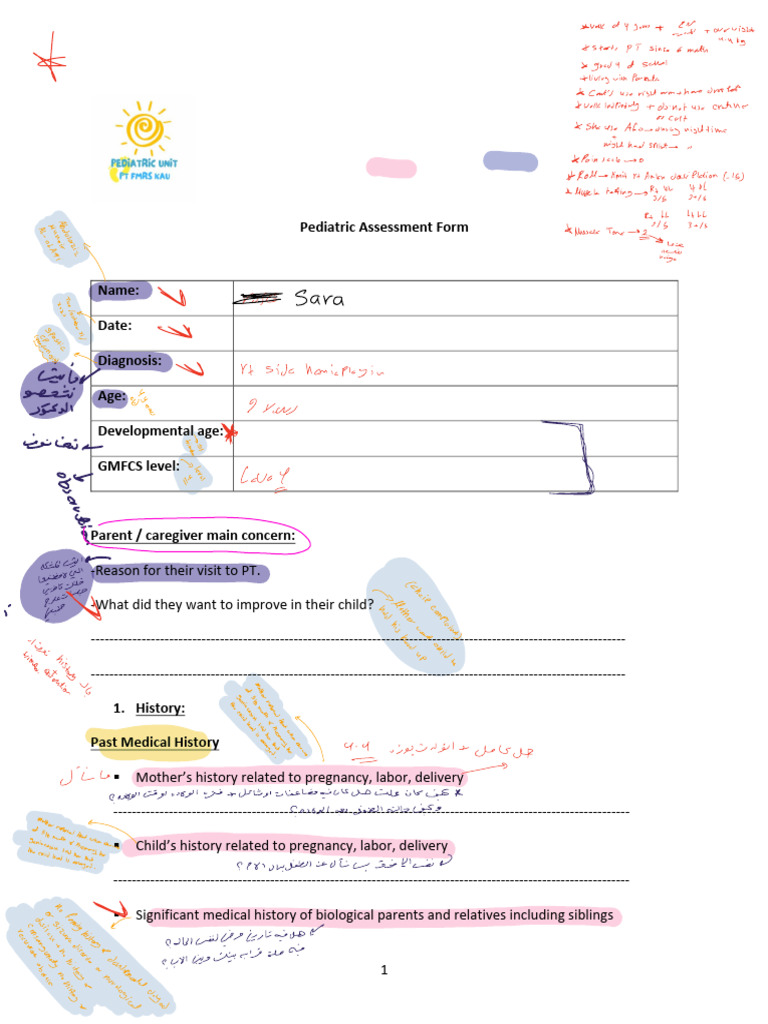 ?Pediatric Assessment Form | PDF | Anatomical Terms Of Motion ...