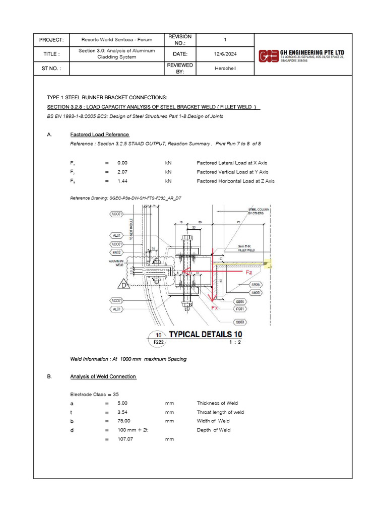 Steel Bracket Weld Capacity Analysis | PDF | Welding | Construction