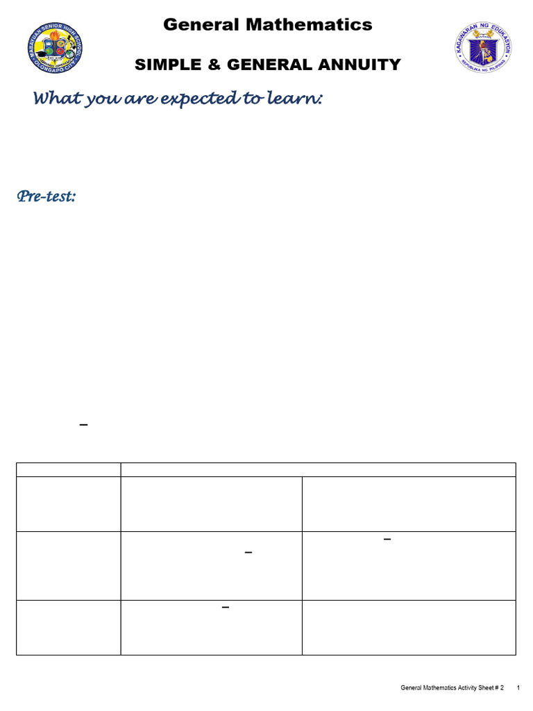 GM Q2 Worksheet-2 SimpleGeneral-Annuity | PDF | Present Value | Interest