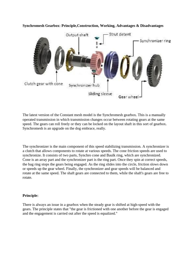 Synchromesh Gearbox | PDF | Manual Transmission | Gear