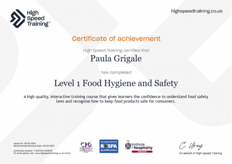 Food Hygiene & Safety Training Course | PDF