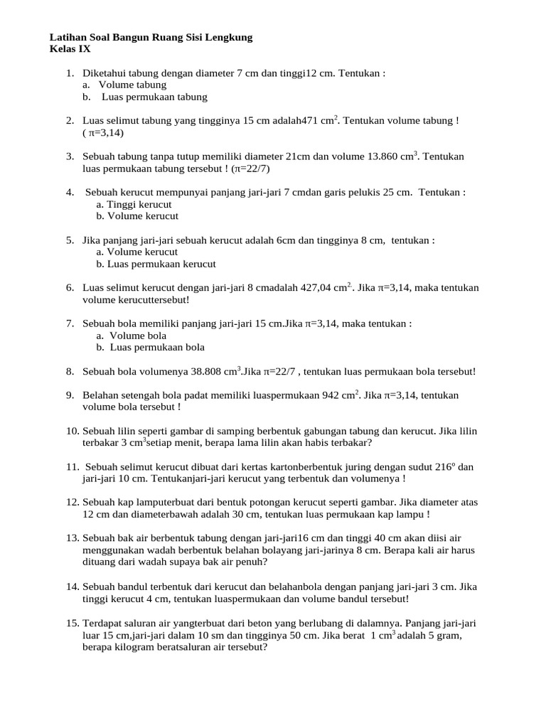 SOAL MTK KELAS IX | PDF