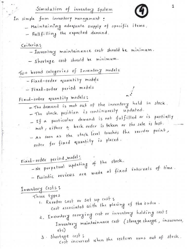 Simulation of Inventory System | PDF