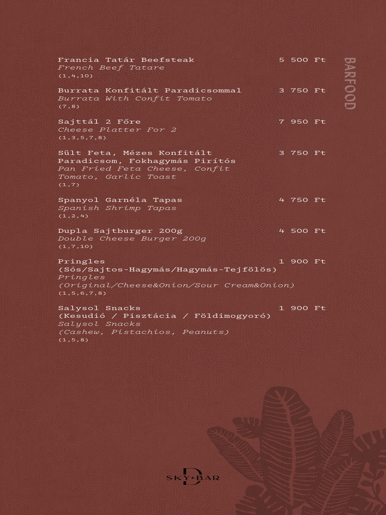Hilton Menu | PDF