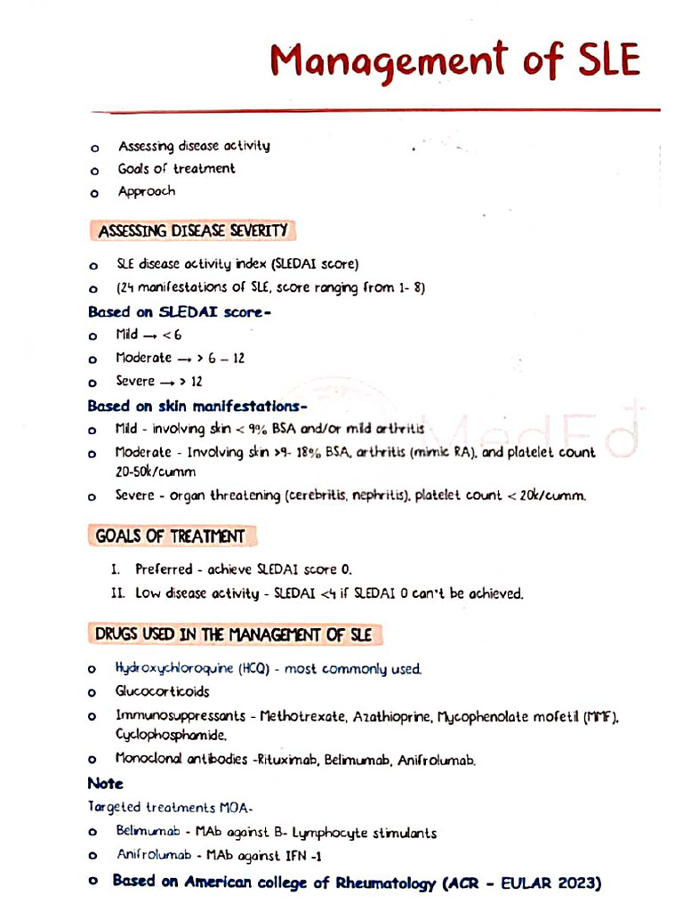 Management of SLE | PDF