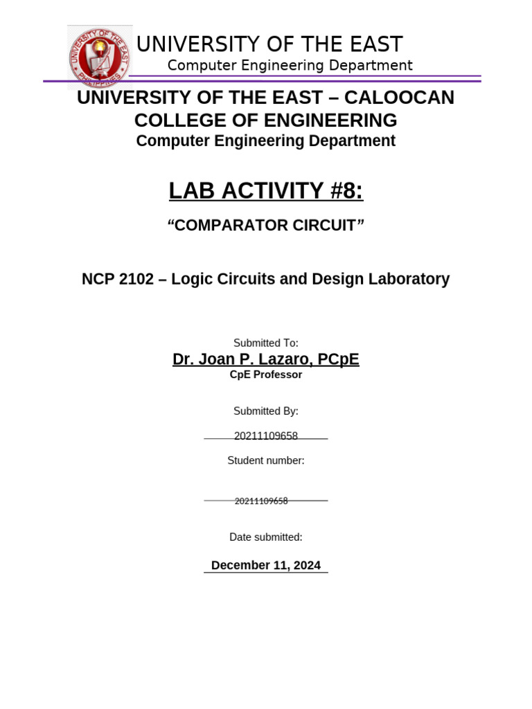 LAB-ACTIVITY-8-COMPARATOR-CIRCUIT_-381294378 | PDF
