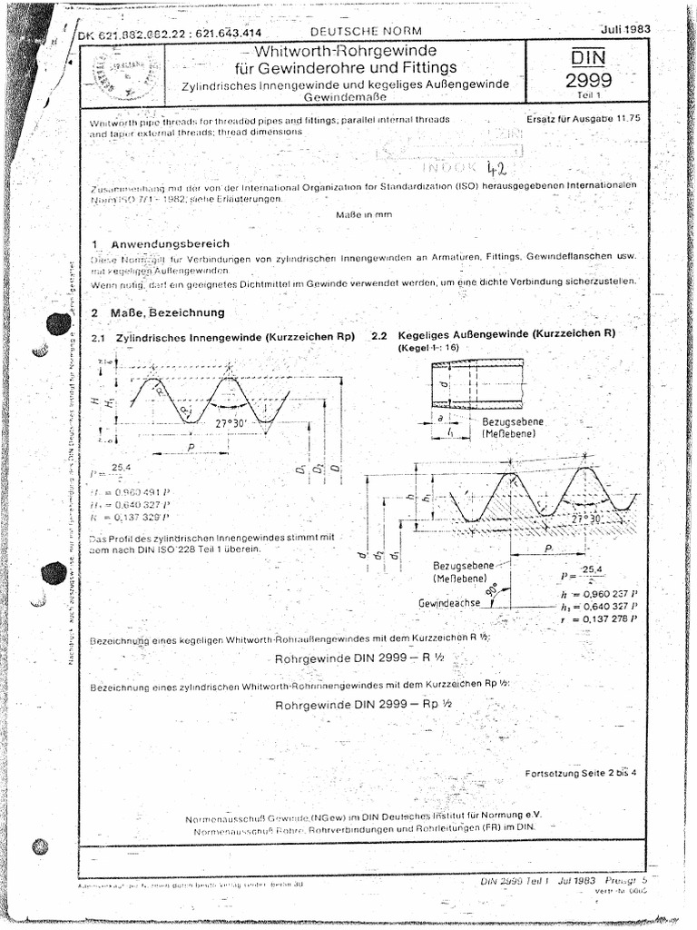 DIN 2999 - Whitworth Cevni Navoji | PDF