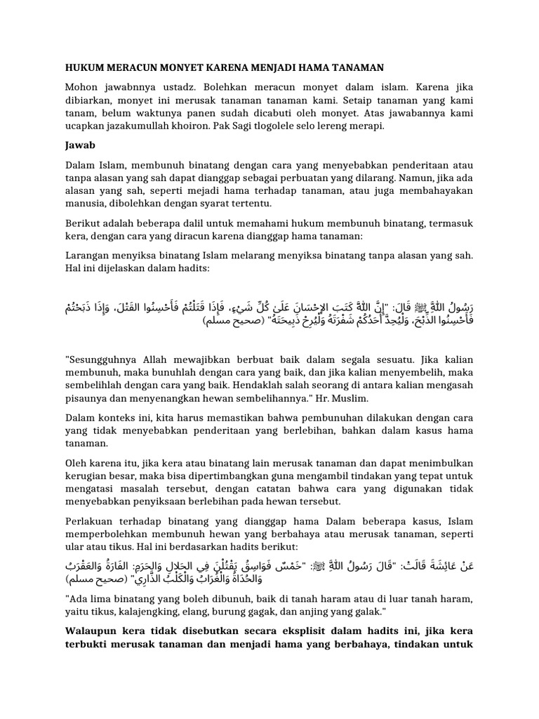 Hukum Meracun Monyet Sebagai Hama | PDF