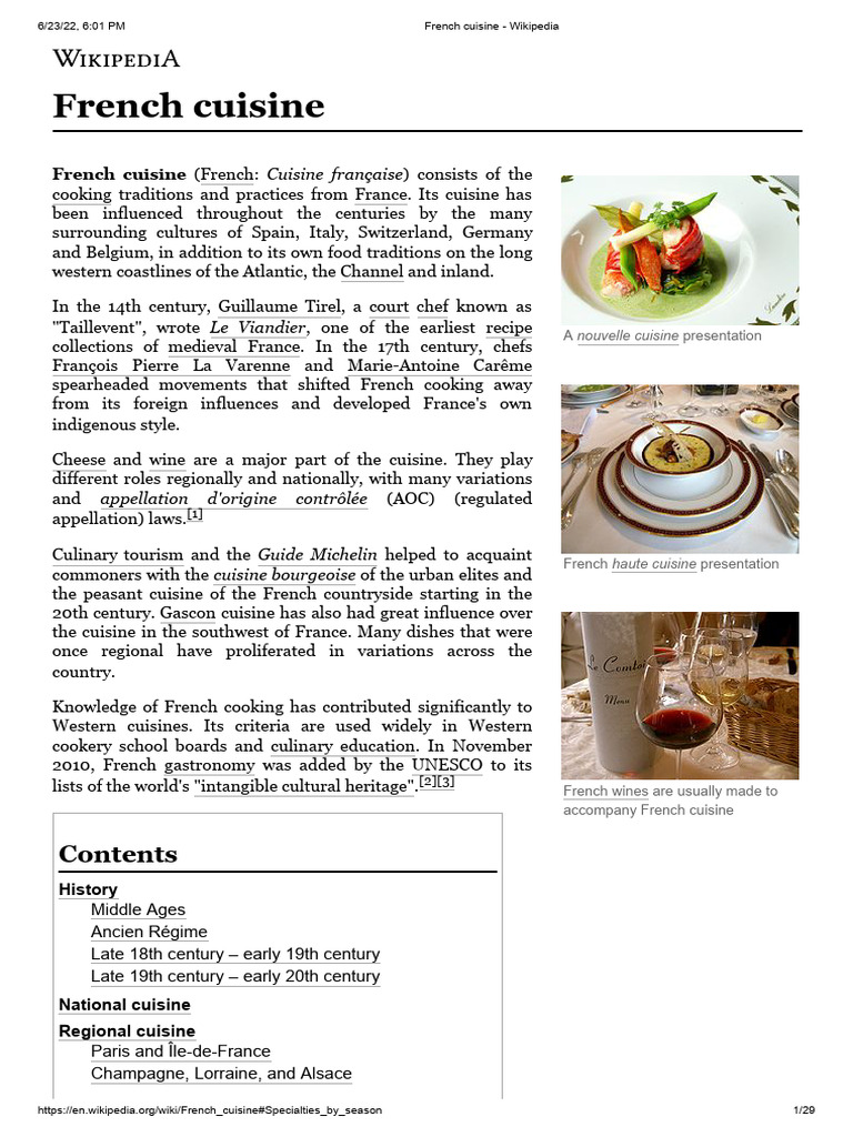 French Cuisine - Wikipedia | PDF | French Cuisine | Sauce