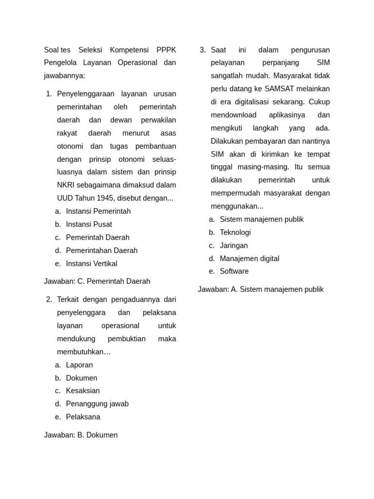 Latihan Soal PPPK | PDF