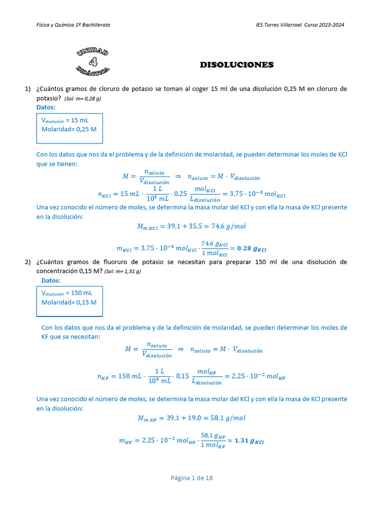 Disoluciones Ejercicios Resueltos 24 25 | PDF | Concentración | Hidróxido de sodio