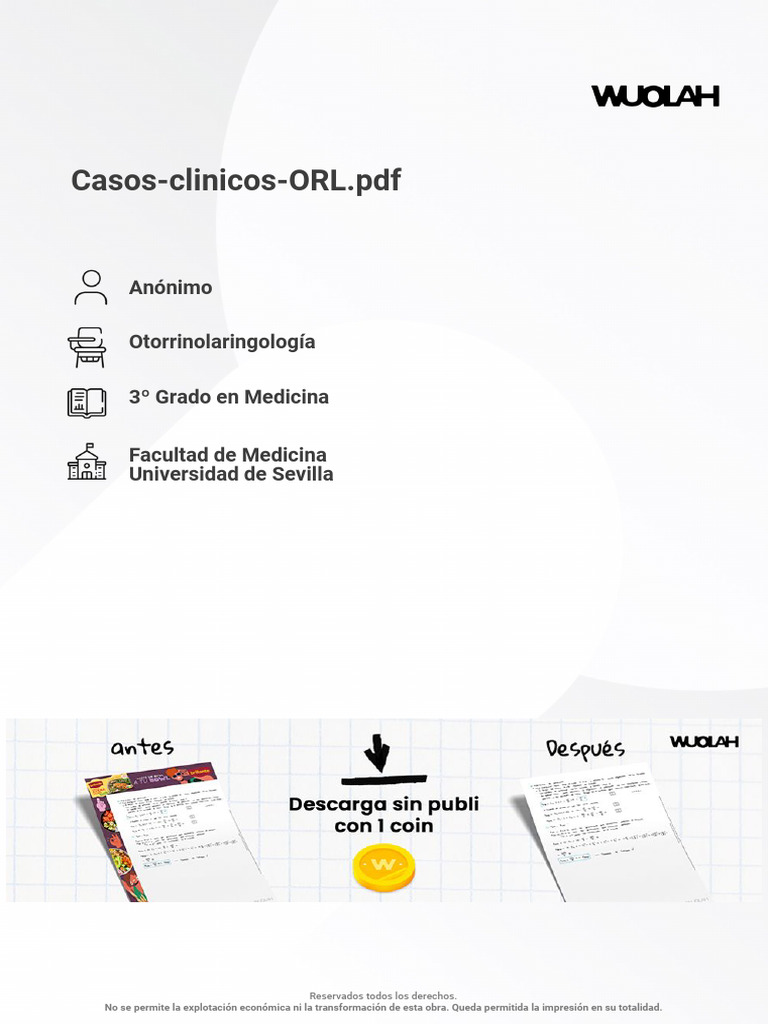 Wuolah Free Casos Clinicos ORL | PDF | Especialidades Medicas | Oído