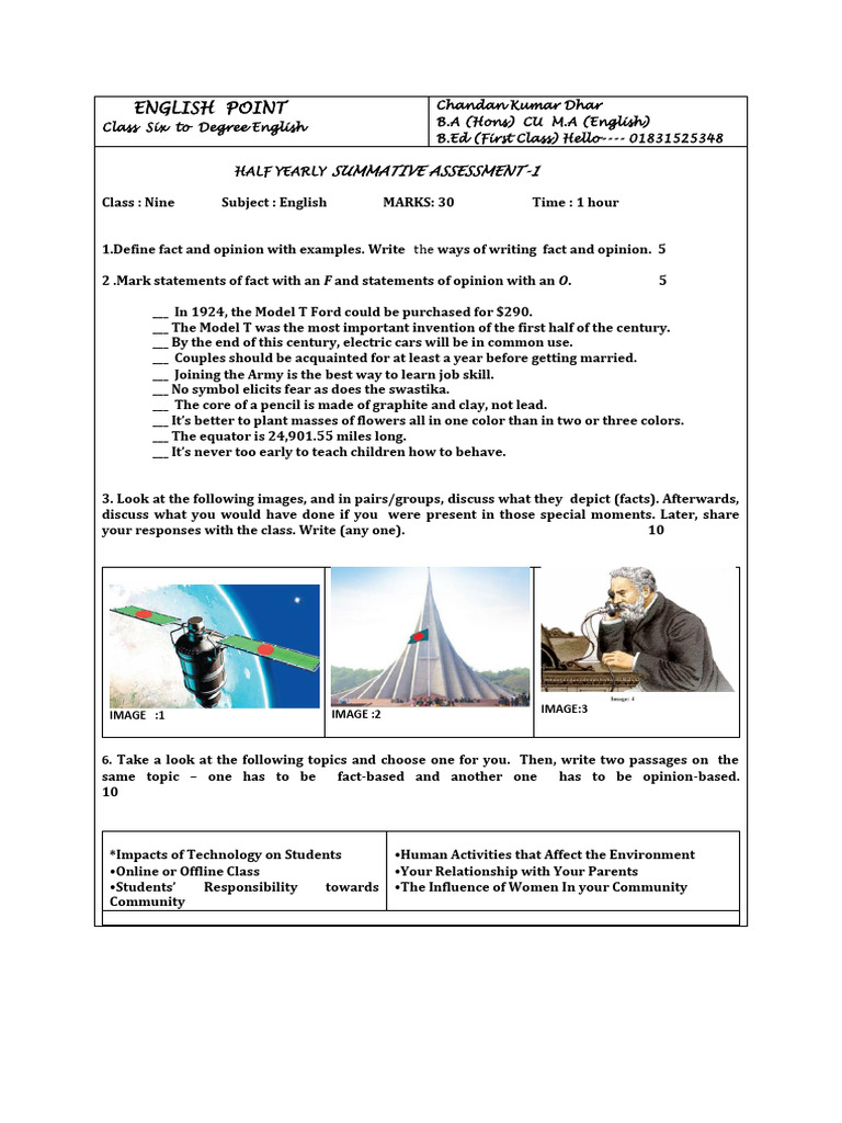 Class Nine Summative Assessment - Copy | PDF | Egyptian Pyramids