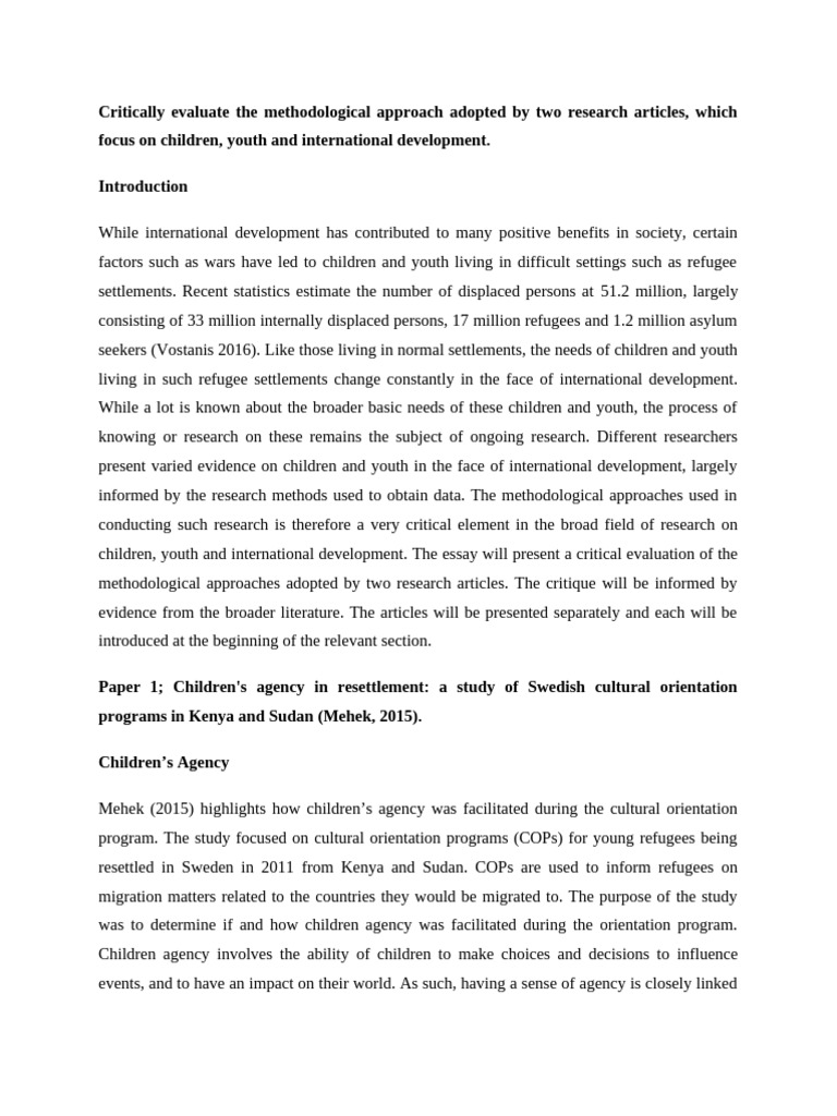 Methodological Evaluation of Refugee Research | PDF | Methodology | Refugee
