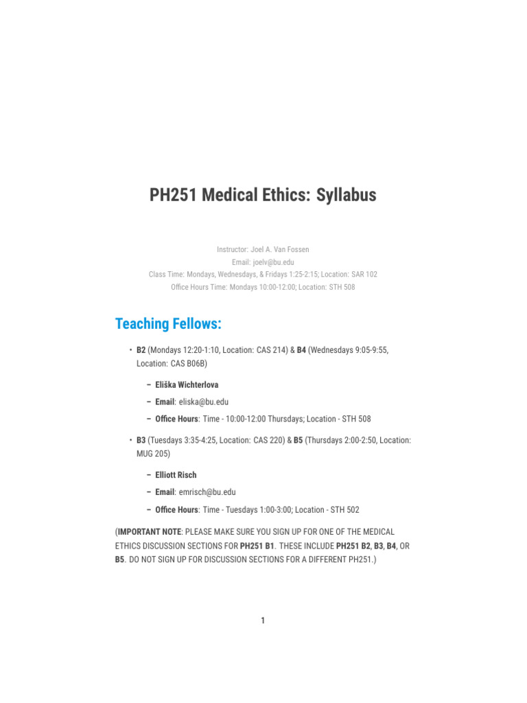 Medical Ethics Course Syllabus | PDF | Justice | Crime & Violence