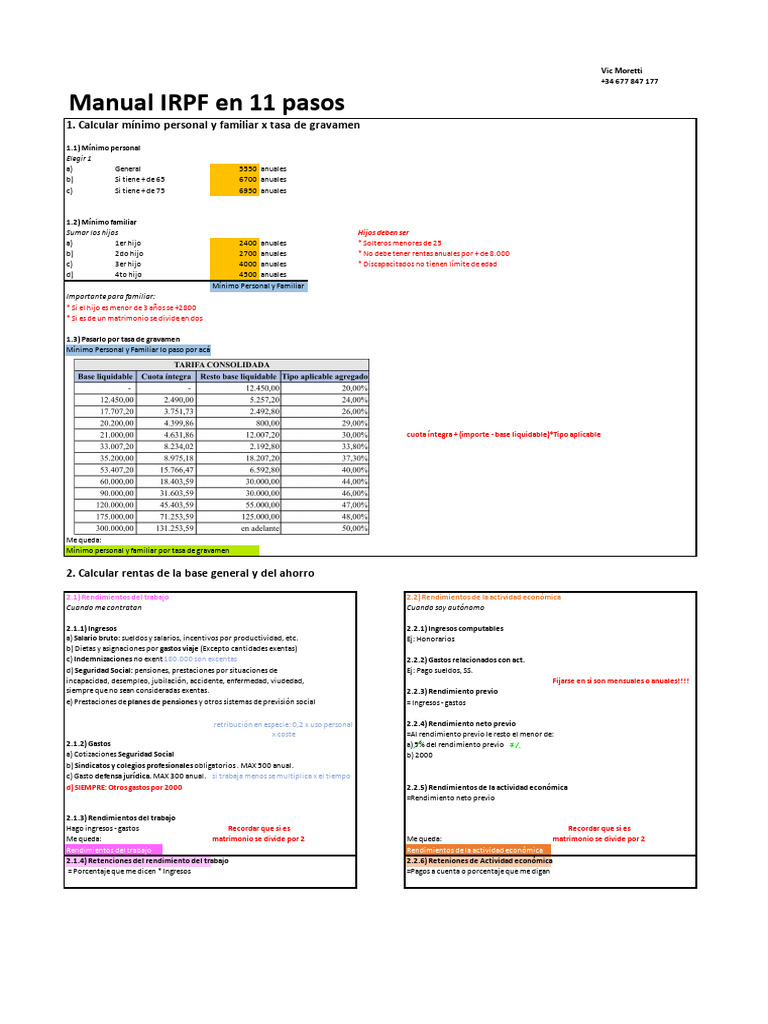 Guía IRPF: Cálculo en 11 Pasos | PDF | Salario | Ahorro
