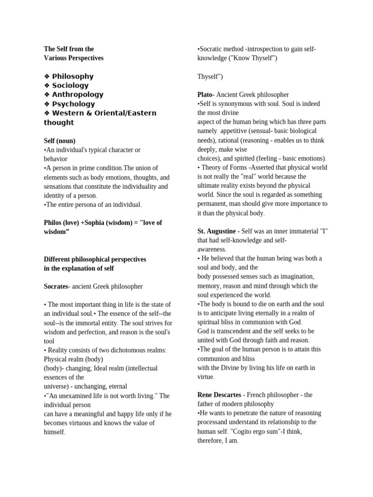 UTS Study Guide | PDF | Philosophy Of Self | Soul