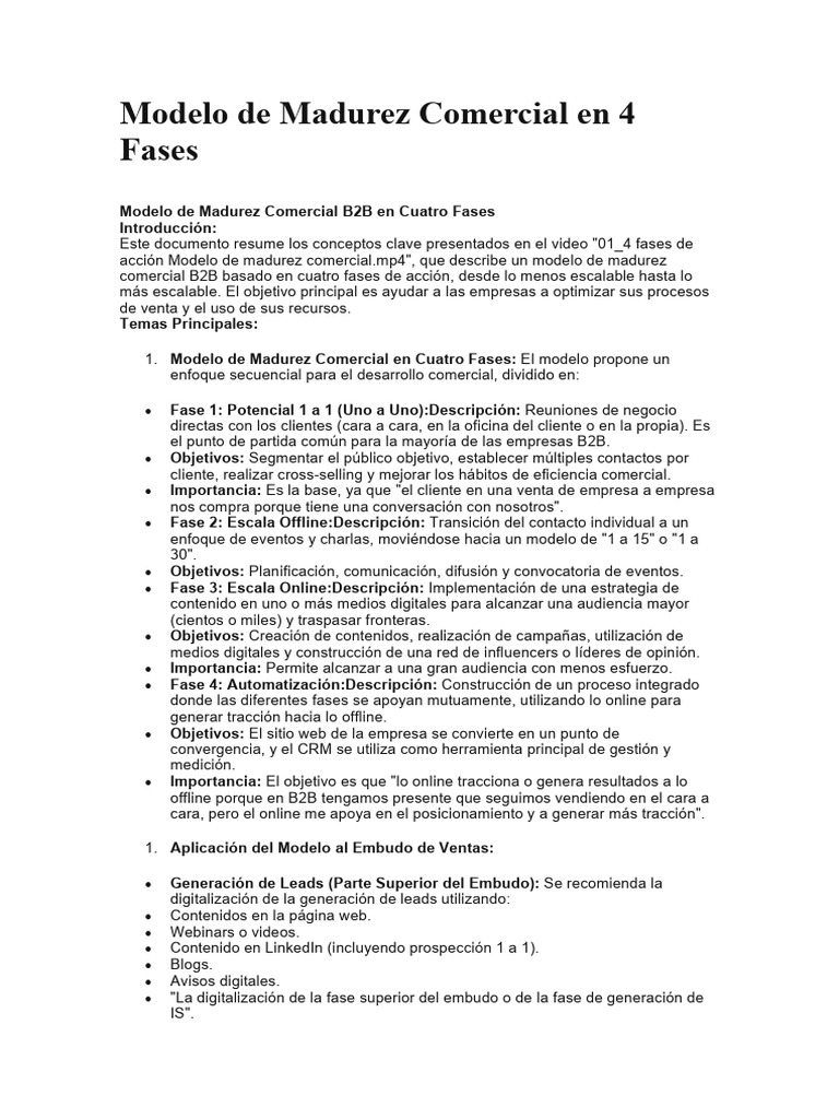 Modelo B2B de Madurez Comercial en 4 Fases | PDF | Business