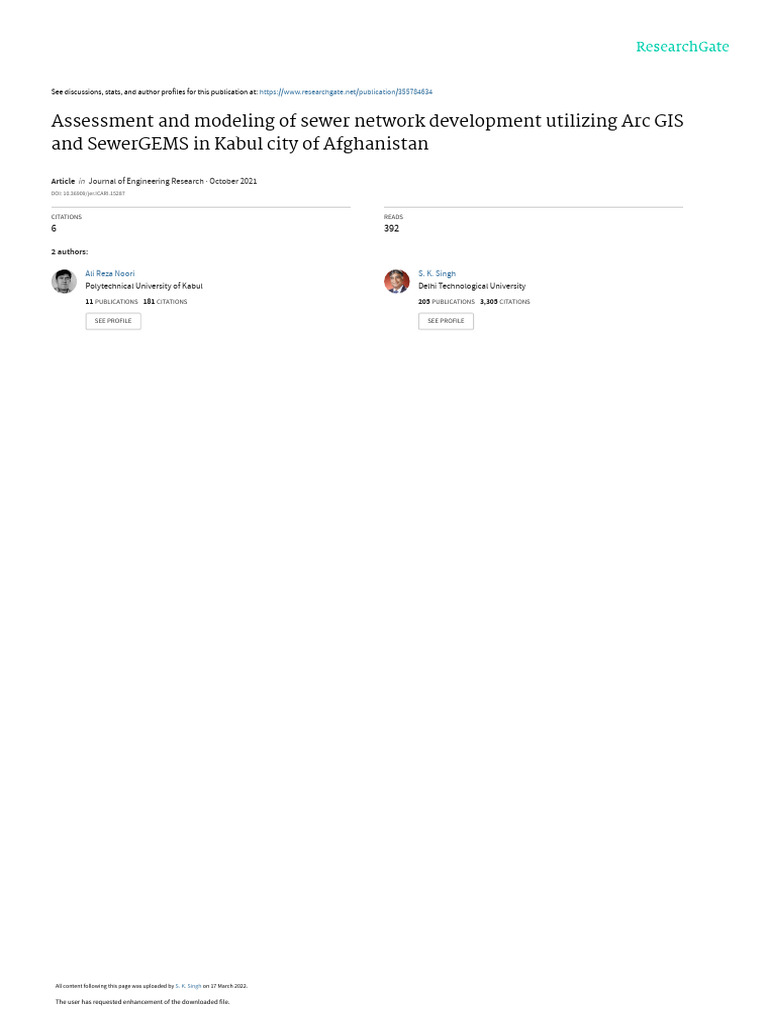 Assessment and Modeling of Sewer Network Developme | PDF | Sanitation ...