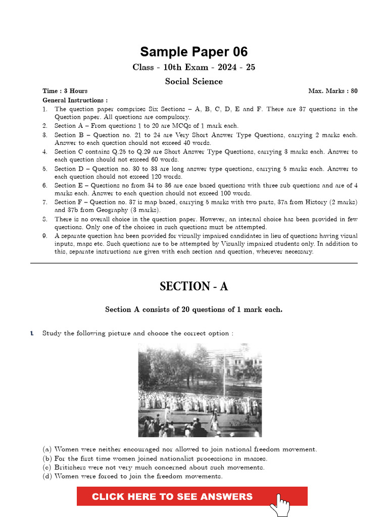 Sample Paper SST Class 10 Pre-Board Important | PDF | Reserve Bank Of ...