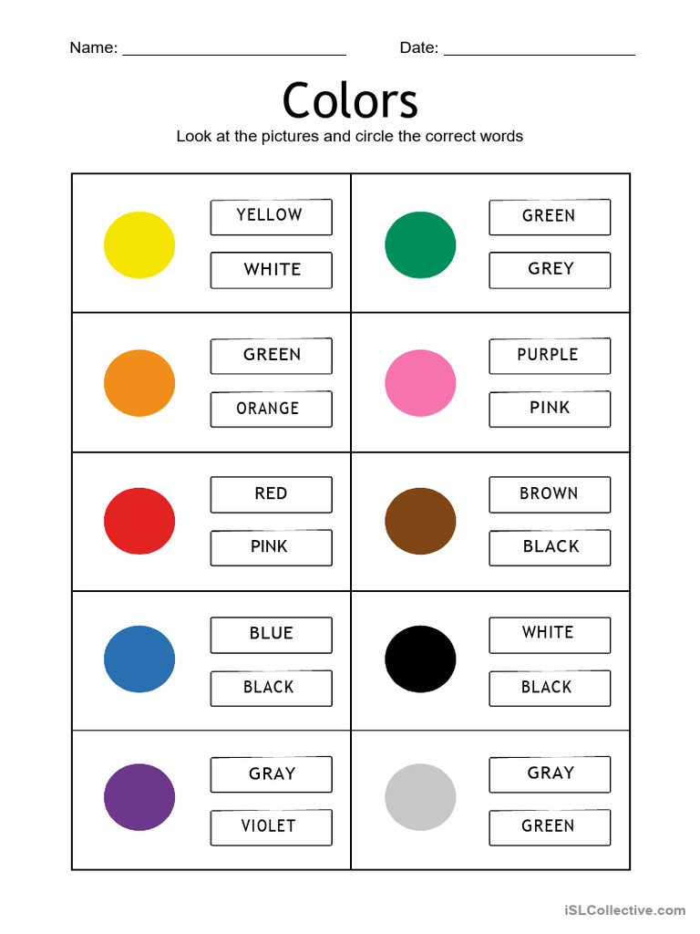 Color Identification Activity Worksheet | PDF