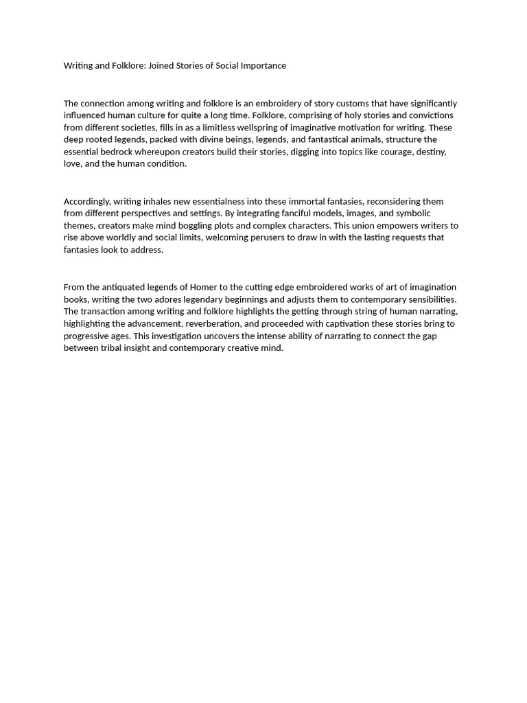 Writing and Folklore | PDF