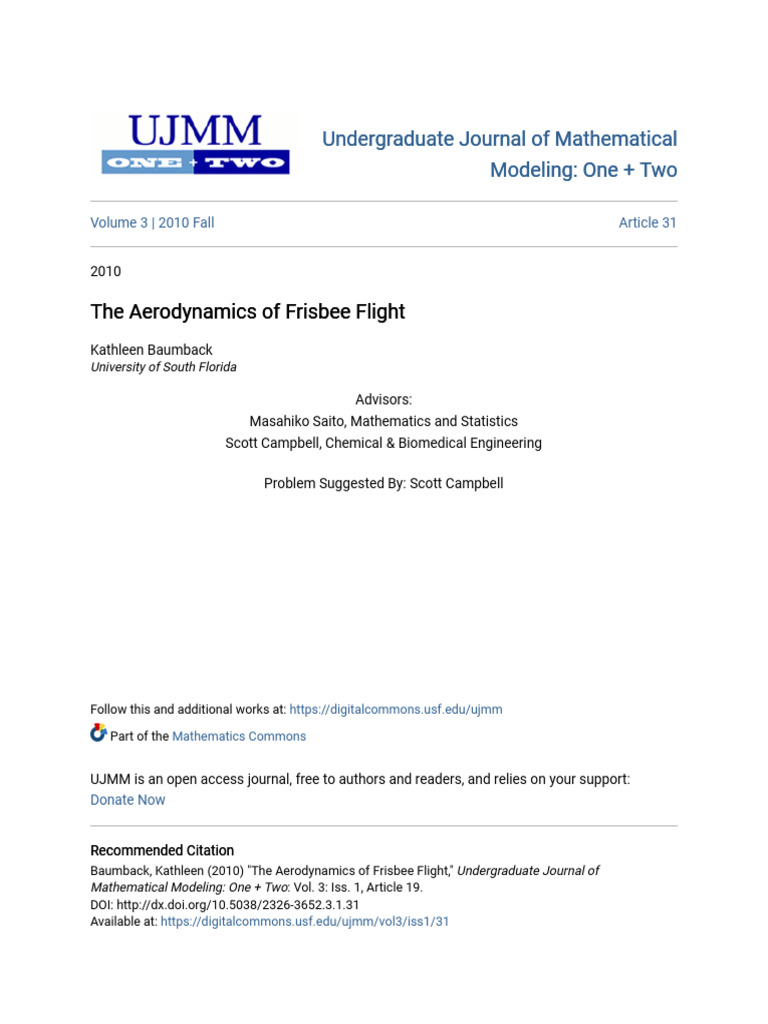 The Aerodynamics of Frisbee Flight | PDF | Drag (Physics) | Lift (Force)