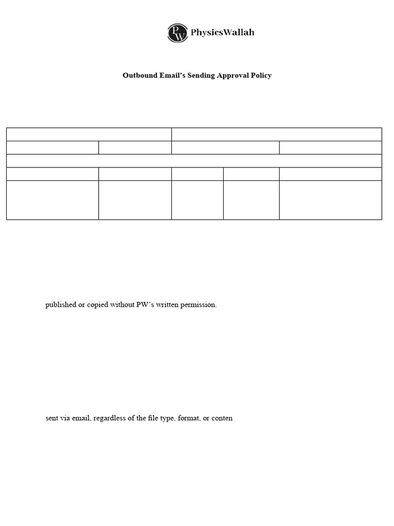 Outbound EMails Sending Approval Policy | PDF