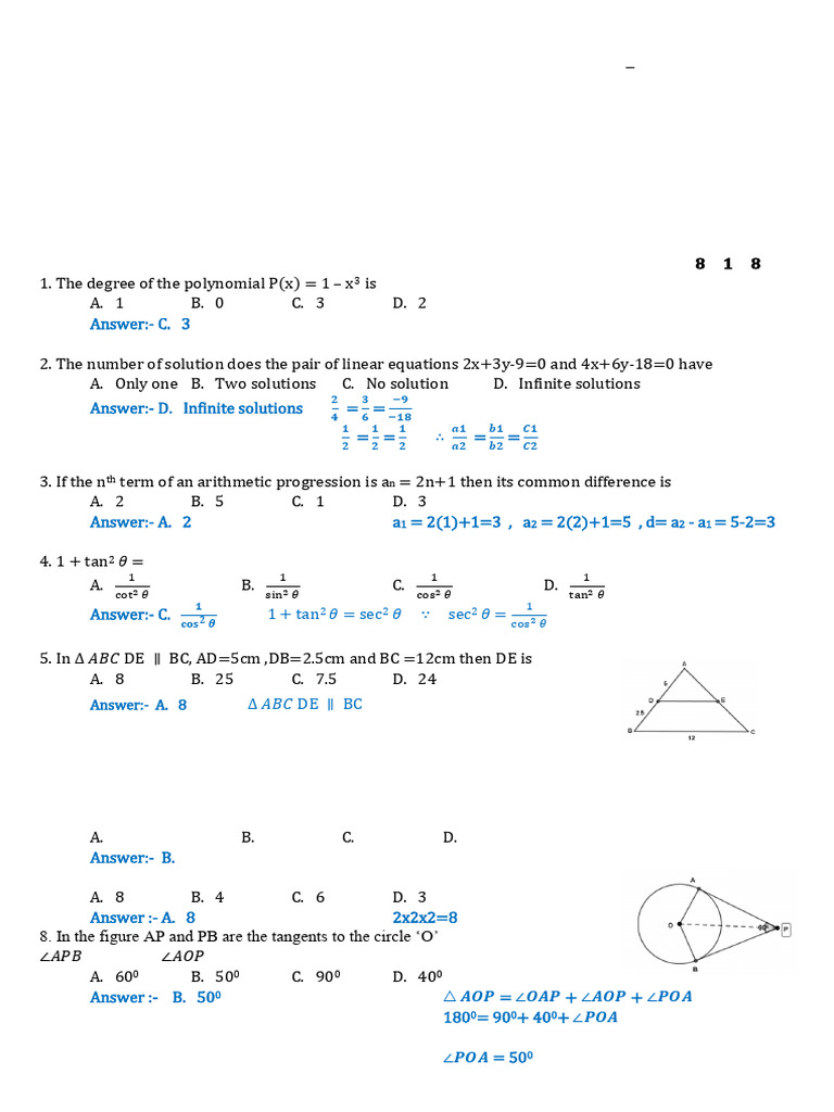 SSLC Math Prep Paper 2024-25 | PDF | Factorization | Euclidean Geometry