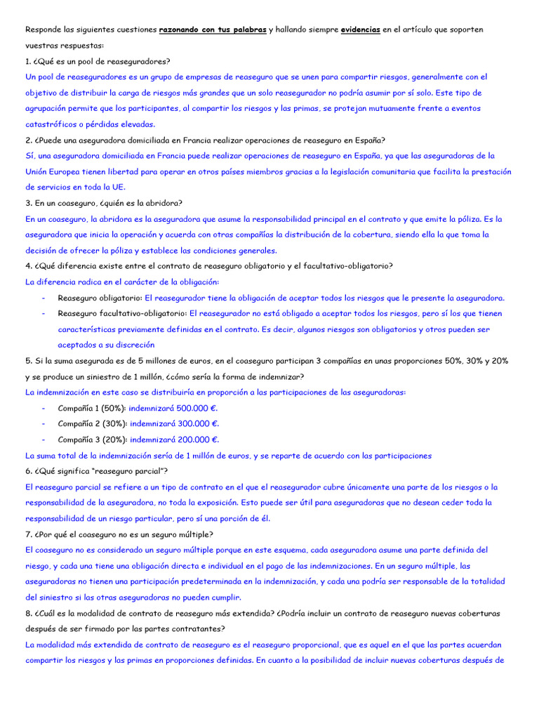 Actividad 5.4 - Reaseguro y Coaseguro | PDF | Reaseguro | Seguro
