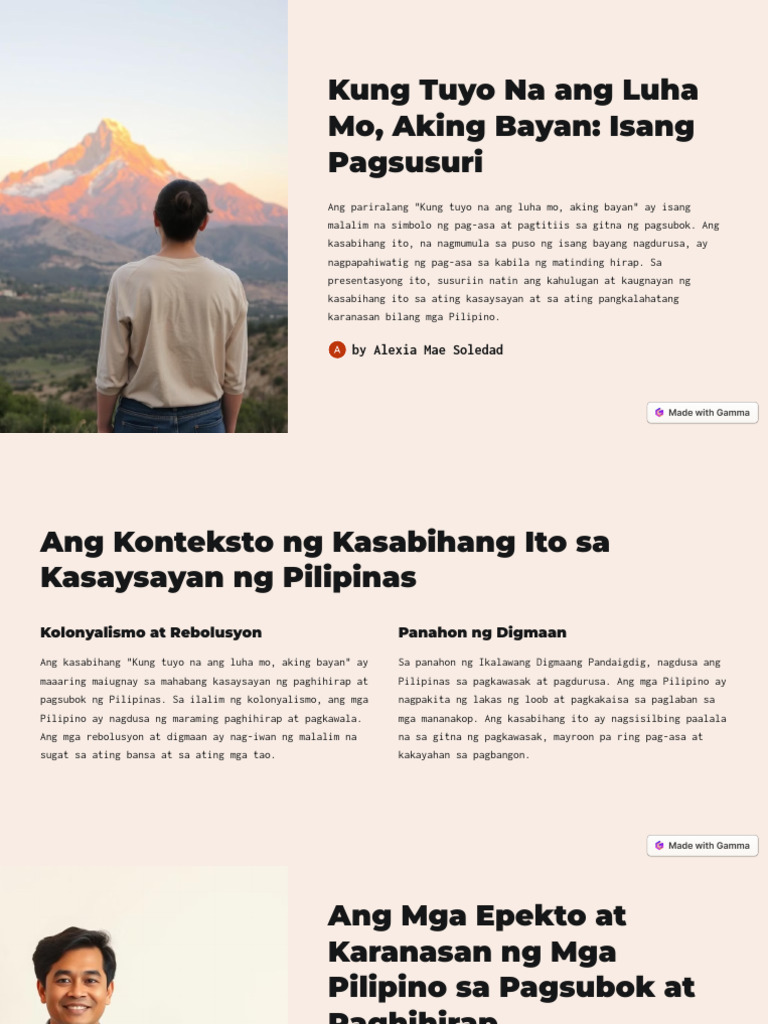 Kung Tuyo Na Ang Luha Mo Aking Bayan Isang Pagsusuri | PDF