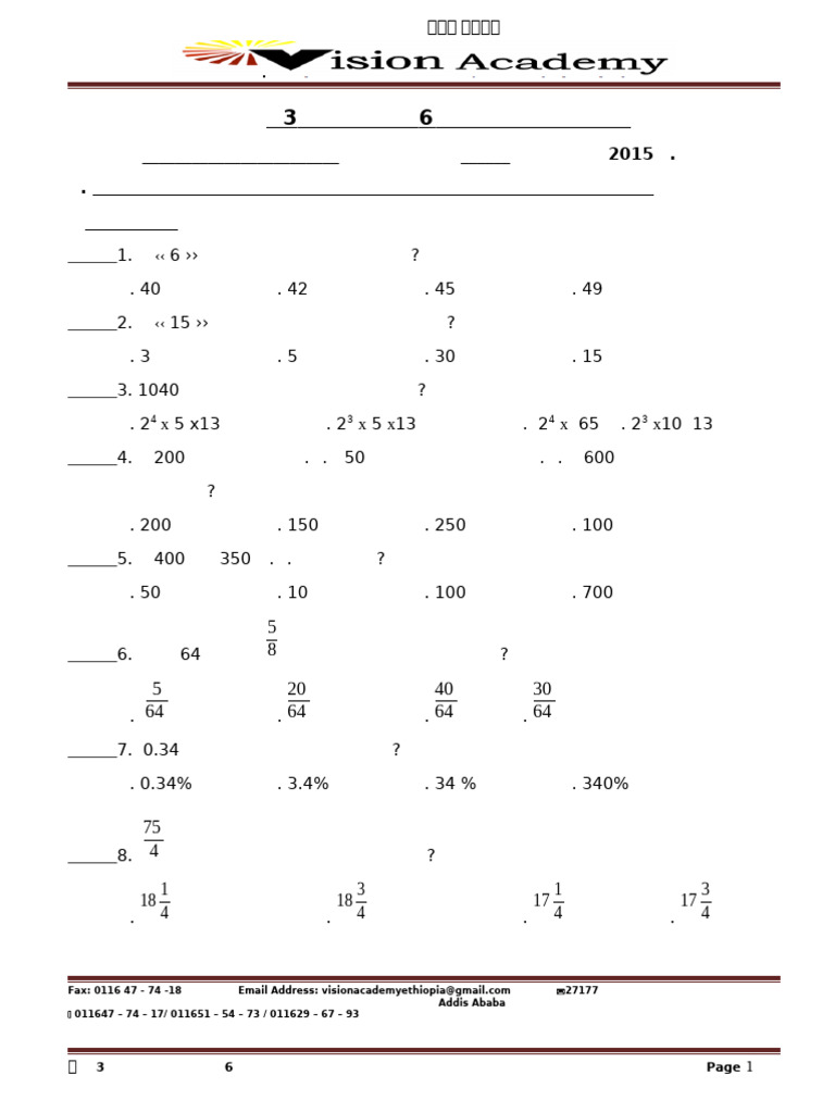 Gr. 6 Mathematics Model | PDF