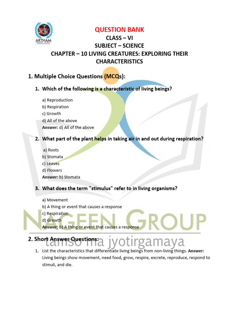 Class VI Science: Living Creatures Quiz | PDF | Seed | Expert