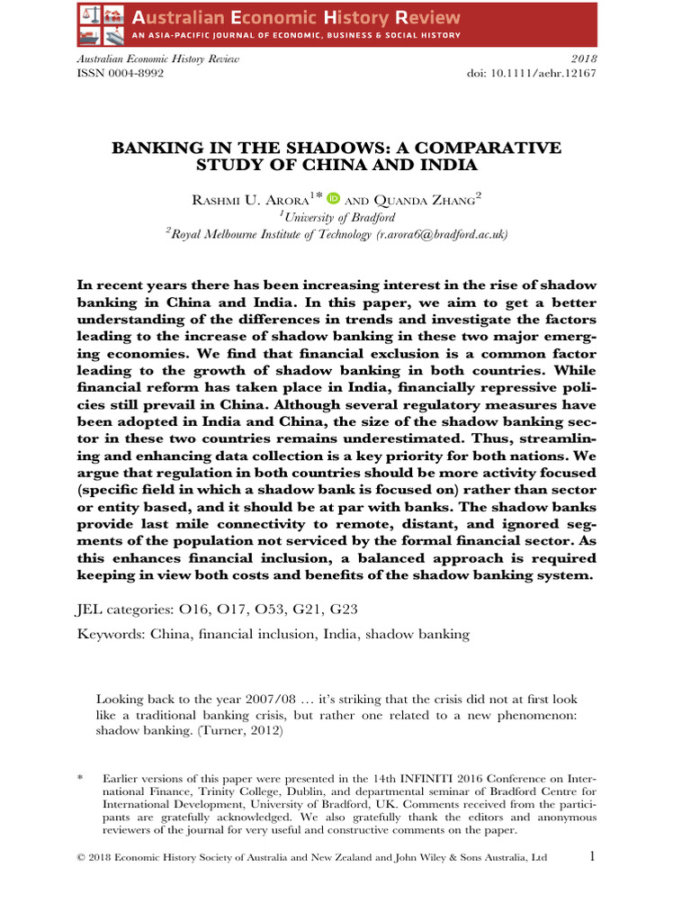 Banking in The Shadows - A Comparative Study of China and India ...