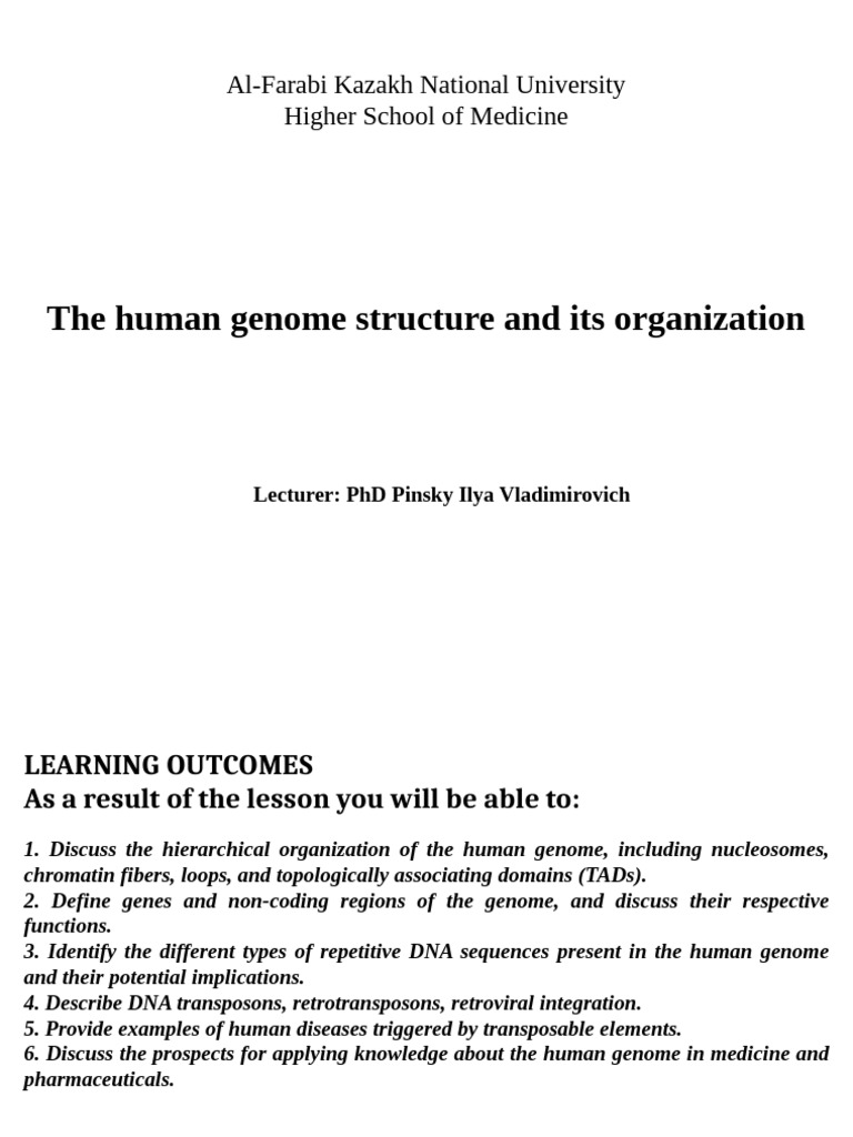 Lecture 2. The Human Genome Structure and Its Organization | PDF ...