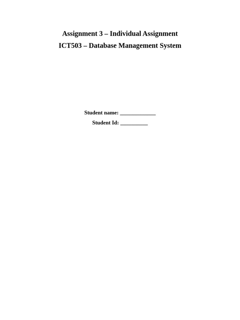 ICT503- Assignment 3 | PDF | Databases | Information Science