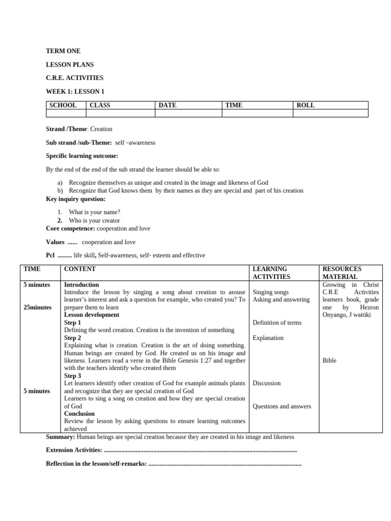 GRADE-1-CRE-ACTIVITIES-LESSON-PLANS-TOPIC-CREATION | PDF | Learning ...