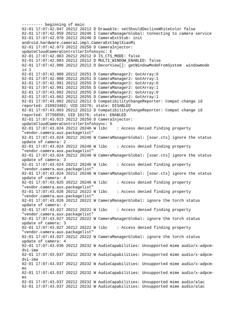 Camera Log: Connection and Errors | PDF | Software Engineering | Software